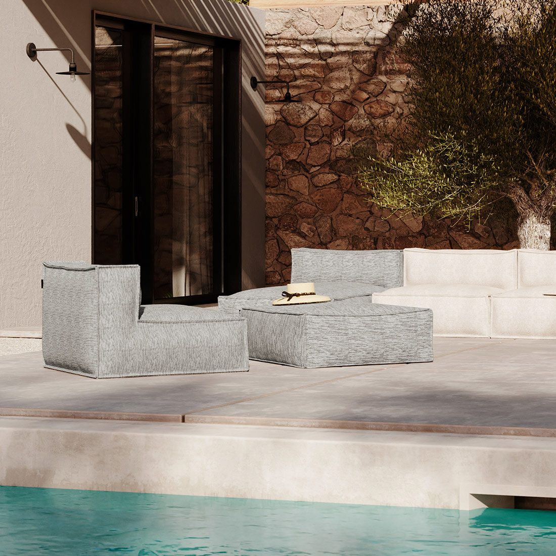 ROOLF Living Silky Loungehocker Polypropylen/Chenille Grau | Garten und ...