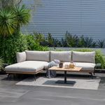 LifestyleGarden Pearl Daybed Aluminium/Teak/Olefin Dunkelgrau/Natur/Leinen