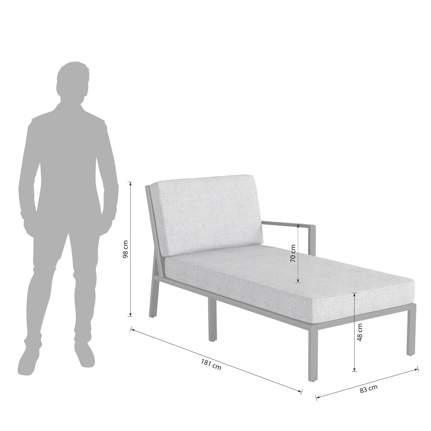 Kettler Zenith Chaiselongue Aluminium/Olefin Anthrazit/Hellgrau