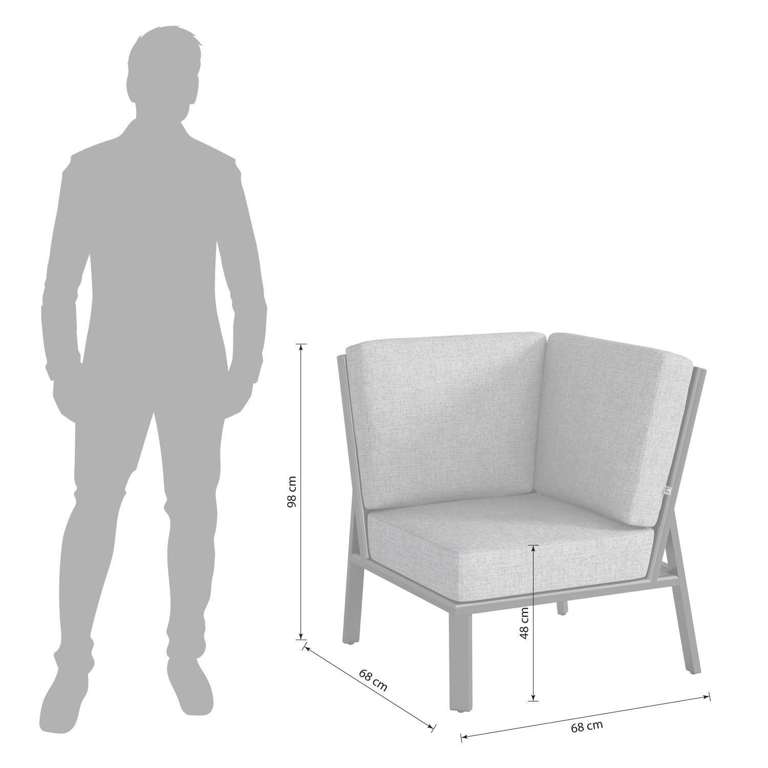 Kettler Zenith Eck-/Endmodul Aluminium/Olefin Anthrazit/Hellgrau