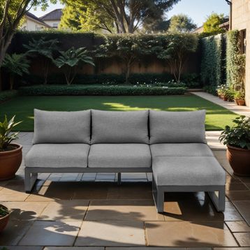 Zebra Fly Gartensofa inkl. Lounge Hocker Aluminium/Olefin Graphit ...