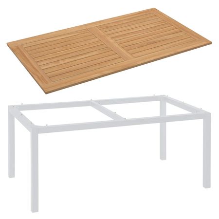Stern Gartentisch 160x90cm Aluminium/Teak Weiß/Natur | Garten-und ...